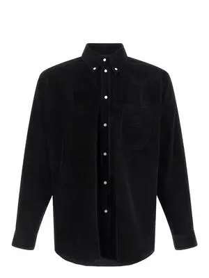 Fendi Button-down Embroidered Corduroy Shirt - Black