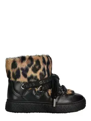 Guess Unessa Faux-fur Trim Ankle Boots - Black