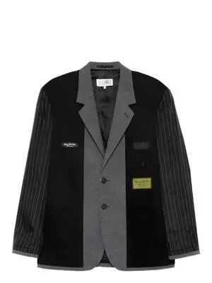 MAISON MARGIELA Pinstripe Panelled Blazer - Black