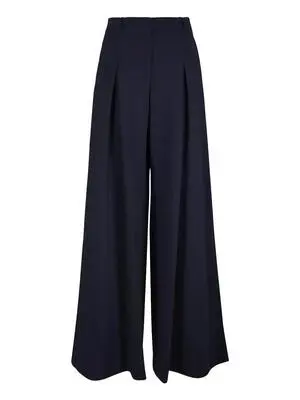 Lafayette 148 New York Doubleface Wool Pallazo Pants - Blue