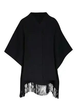 Lafayette 148 New York V-neck Fringe Coat - Black