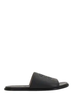 Loewe Flex Anagram Leather Slides - Black