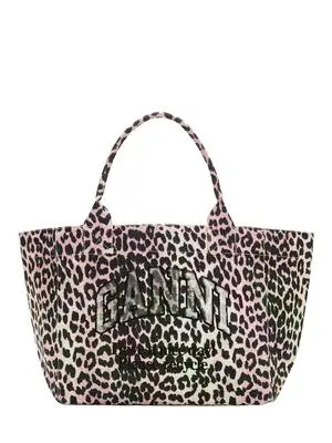 GANNI Animal Print Top Handle Tote Bag - Pink