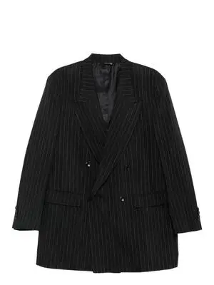 PAURA Nicos Pinstripe Double-breasted Blazer - Grey