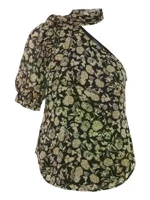 Polo Ralph Lauren Floral-print One-shoulder Blouse - Black