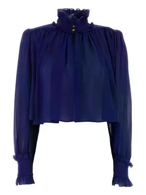 Chloé Ruffled Georgette Blouse - Blue