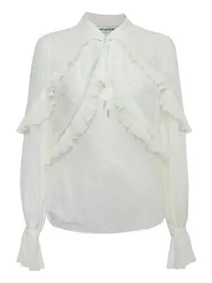 SELF-PORTRAIT Ruffled Long Sleeve Blouse - White