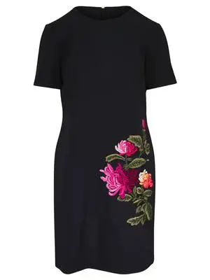 Carolina Herrera Floral-embroidered Mini Dress - Black