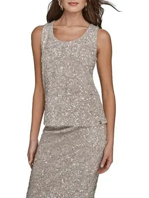 Donna Karan New York Sequin Scoop Neck Tank - Vapor