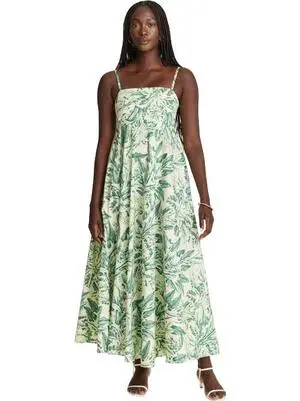 DIARRABLU Oria Cotton Poplin Midi Dress - Toile Olive