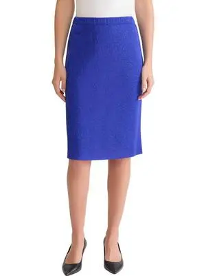 Ming Wang Tonal Straight Knit Skirt - Sapphire Sea