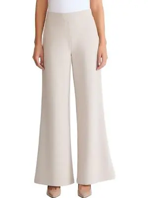 Ming Wang Stretch Deco Crepe Wide-leg Pants - Limestone