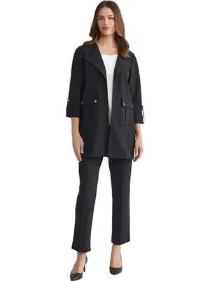 Ming Wang Lightweight Stretch Deco Crepe Wing Collar Jacket - Black