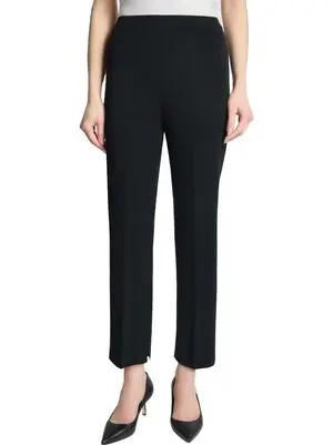 Ming Wang Knit Straight Leg Ankle Pants - Black