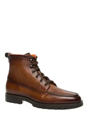 SANTONI Flair Moc Toe Leather Boots