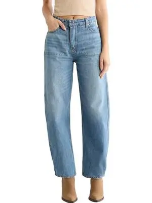 RE/DONE The Rewind Reversible High-Waist Barrel Leg Jeans Thunderstruck