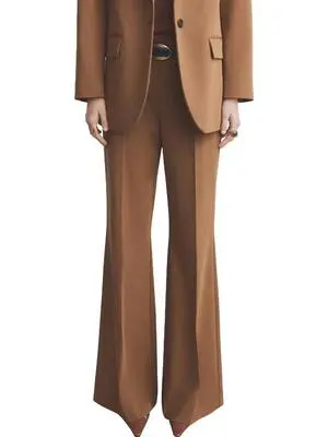 Mango Milano Wide-leg Pants - Caramel