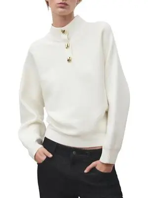 Mango Uptown Polo Sweater - Ecru