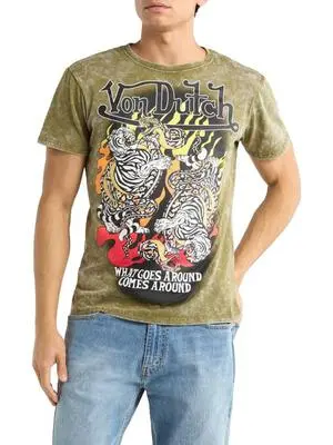 VON DUTCH Graphic T-shirt - Sphagnum Mineral Wash