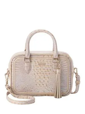 Brahmin Mara Croc Embossed Leather Top Handle Bag - Pearl Admire