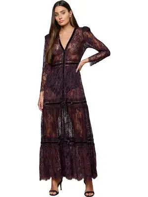 L'Agence Poe Lace Maxi Dress - Dark Malbec
