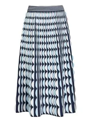 Simkhai Micah Scalloped Knit Midi Skirt - Blue
