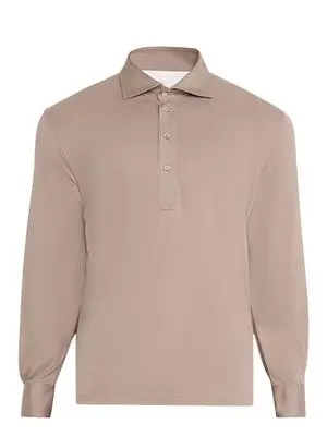 Brunello Cucinelli Cotton Long-sleeve Polo Shirt Bark