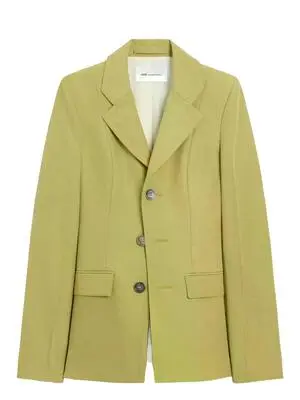 AMI Paris Wool Single-breasted Fitted Jacket - Green