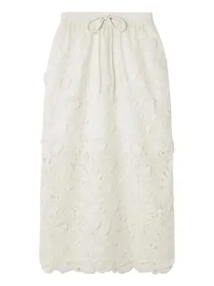 Zimmermann Patience Broderie Anglaise Cotton Midi Skirt - Ivory
