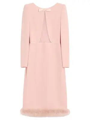 Valentino Garavani Silk Feather-trim Midi Dress - Pink