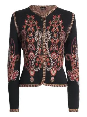Etro Wool-blend Jacquard Cardigan - Black