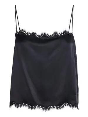 DÔEN Silk Lace Trim Loure Top - Black