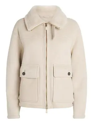 Eleventy Suede Aviator Jacket - Beige