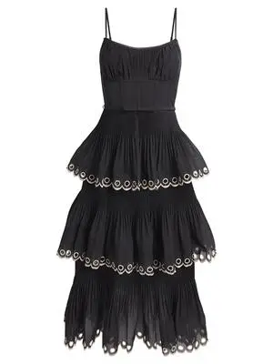 Zimmermann Georgette Tiered Midi Dress - Black