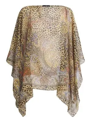 Etro Silk Leopard Boat-neck Blouse - Brown