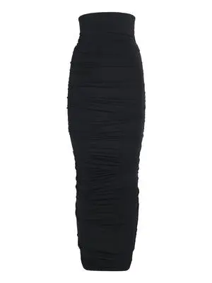 Wolford Ruched Bodycon Midi Skirt - Black