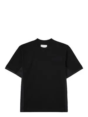 Sacai Appliquéd Shell-trimmed Cotton-jersey T-shirt - Black