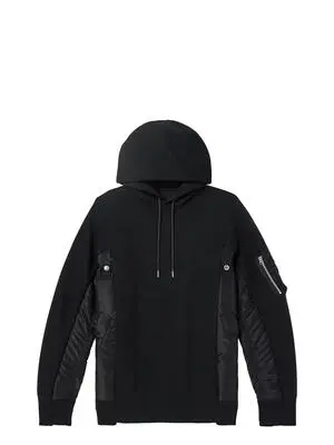 Sacai Nylon-trimmed Cotton-blend Jersey Hoodie - Black