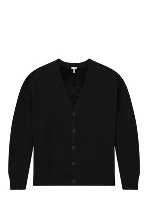 Loewe Anagram Jacquard Wool-blend Cardigan - Black
