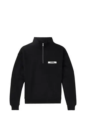 Jacquemus Logo-appliquéd Half-zip Sweatshirt - Black