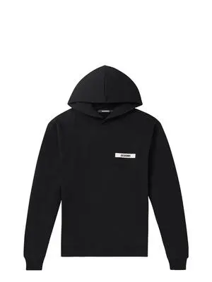 Jacquemus Logo-appliquéd Cotton-jersey Hoodie - Black