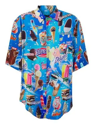 Balenciaga Printed Satin Shirt - Blue