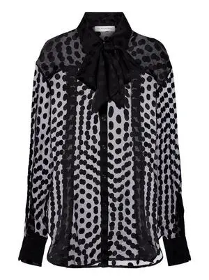 THE FRANKIE SHOP Peri Polka-dot Sheer Shirt - Black