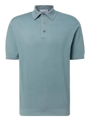 LARDINI Cotton Pique Polo Shirt - Blue