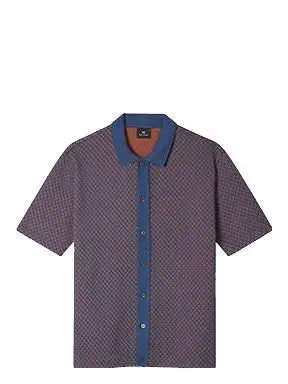 Paul Smith Jacquard Button-through Polo Shirt - Blue