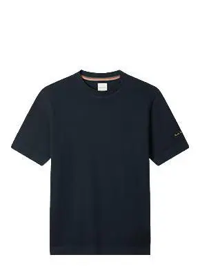 Paul Smith Navy Cotton T-shirt With Integrated Rib Detail - Blue