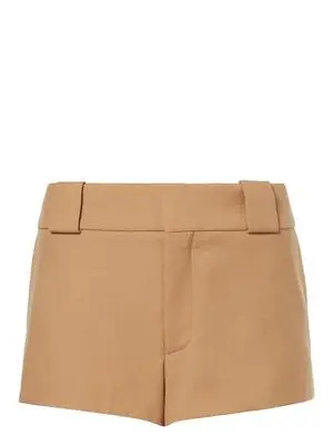 Chloé Virgin Wool Belted Shorts - Brown