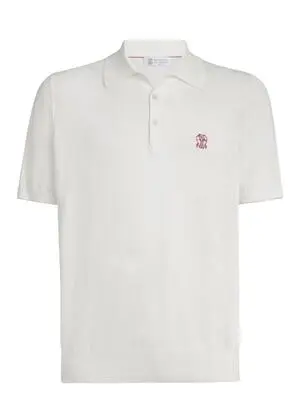 Brunello Cucinelli Logo Cotton Polo Shirt - Beige