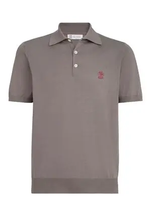 Brunello Cucinelli Brunello Cucinelli Logo Cotton Polo Shirt Brown