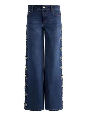 Alice + Olivia Embellished Baggy Jeans - Blue